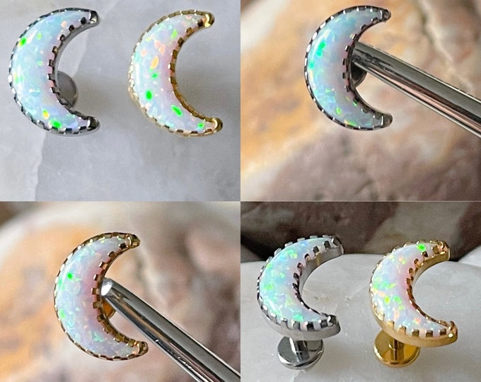 ASTM F136 Titanium Moon Opal Labret Helix Conch Lip Monroe - Etsy