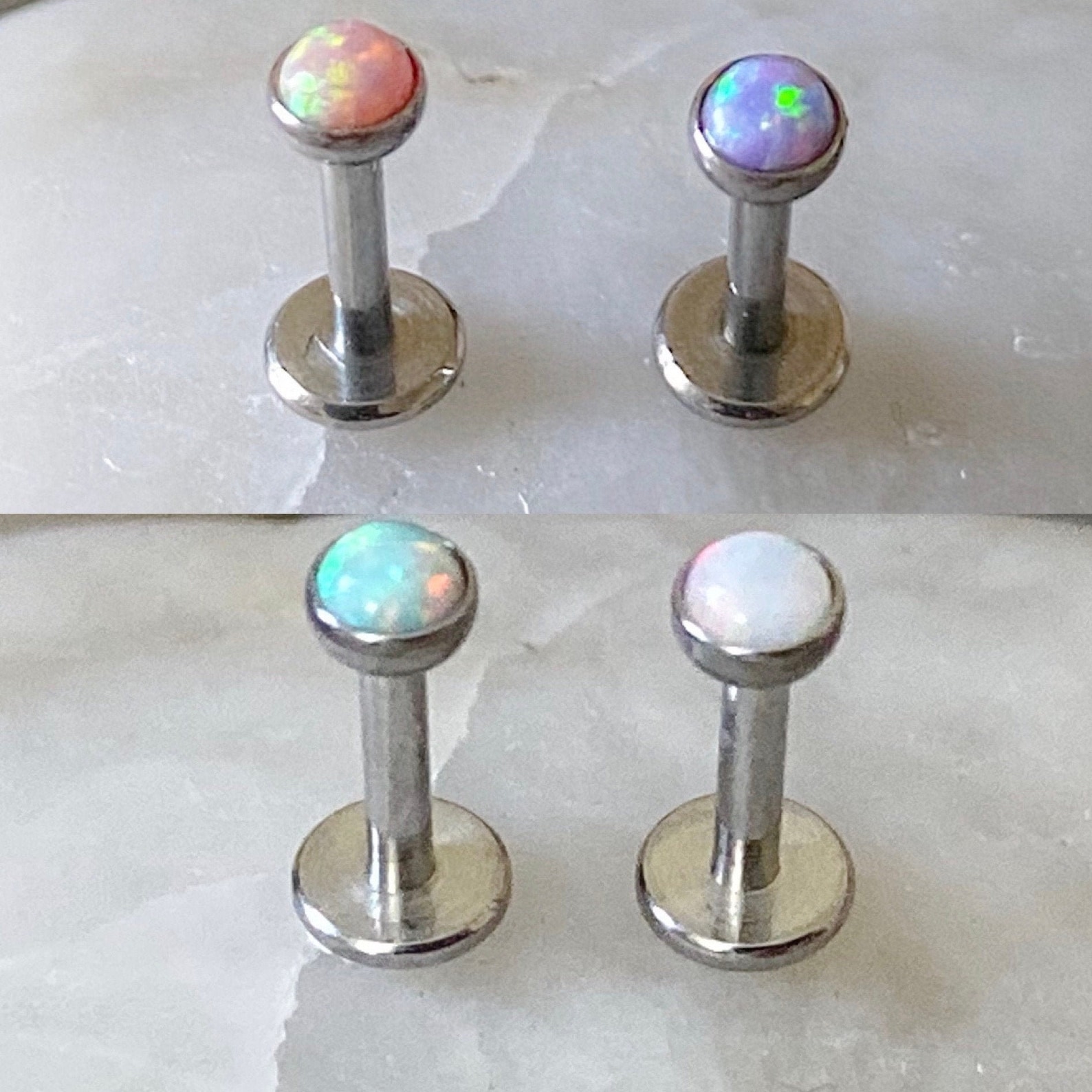 3mm Opal Push Pin Threadless Labret Studs Lip Monroe Tragus Bar - 6mm ...