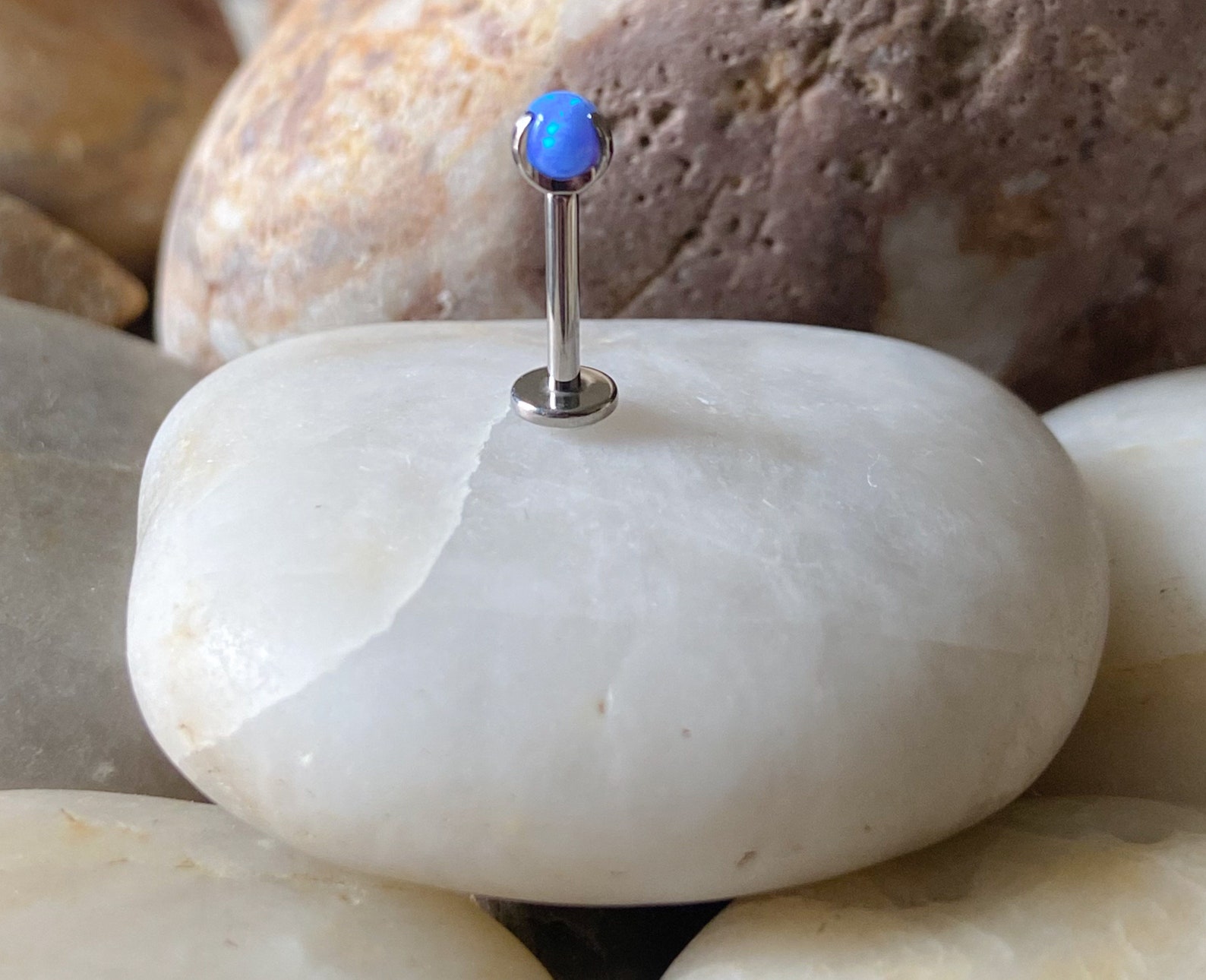 ASTM F136 Titanium 3mm Opal Ball Prong Set Labret Helix Conch Monroe ...