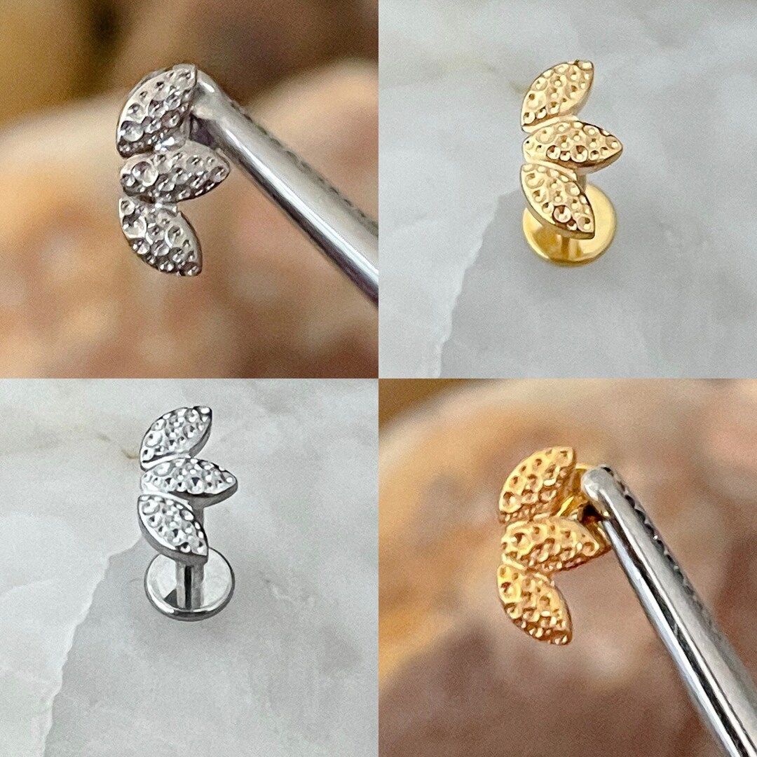 ASTM F136 Titanium Pitted Hammer Effect Marquise Leaf Internally ...