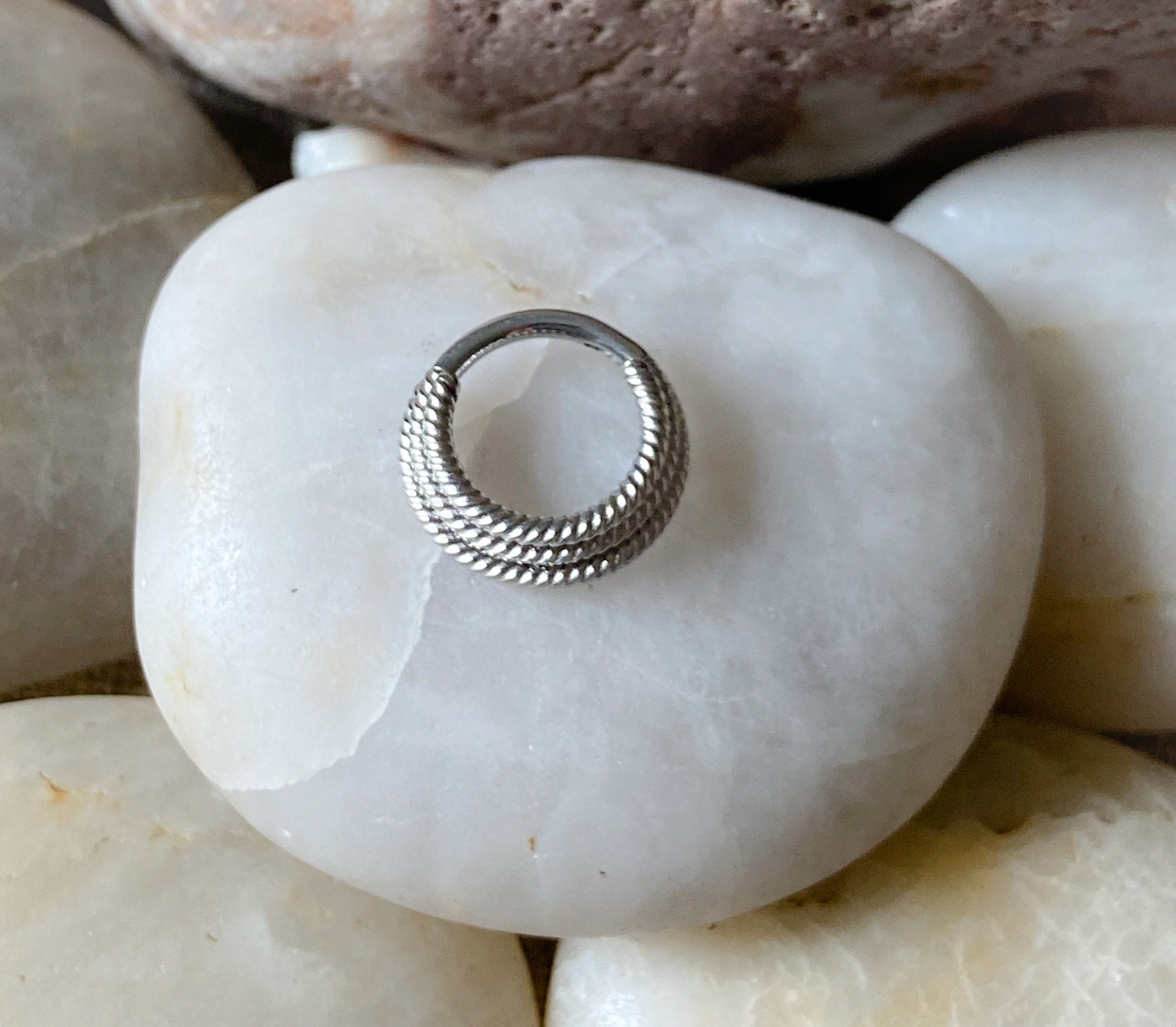 Fine Twisted Rope Braided Triple Stack Hinged Septum Clicker - Etsy