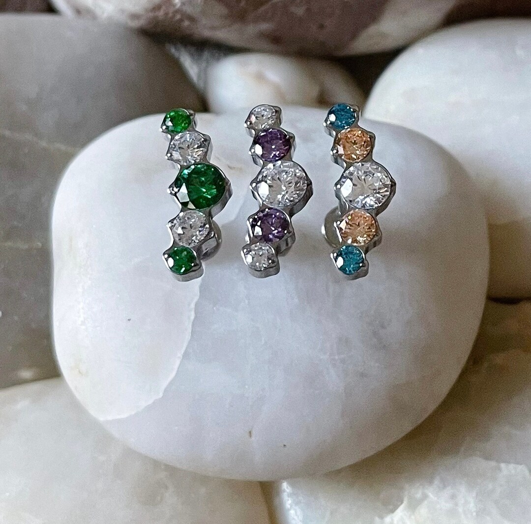 ASTM F136 Titanium 5 x Prong Gem Curved Cluster Labret Conch - Etsy ...