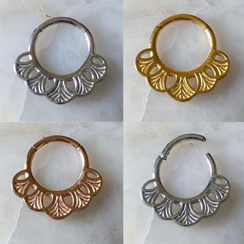 Beautiful Triple Stacked Hinged Septum Clicker Daith Rook Ear - Etsy