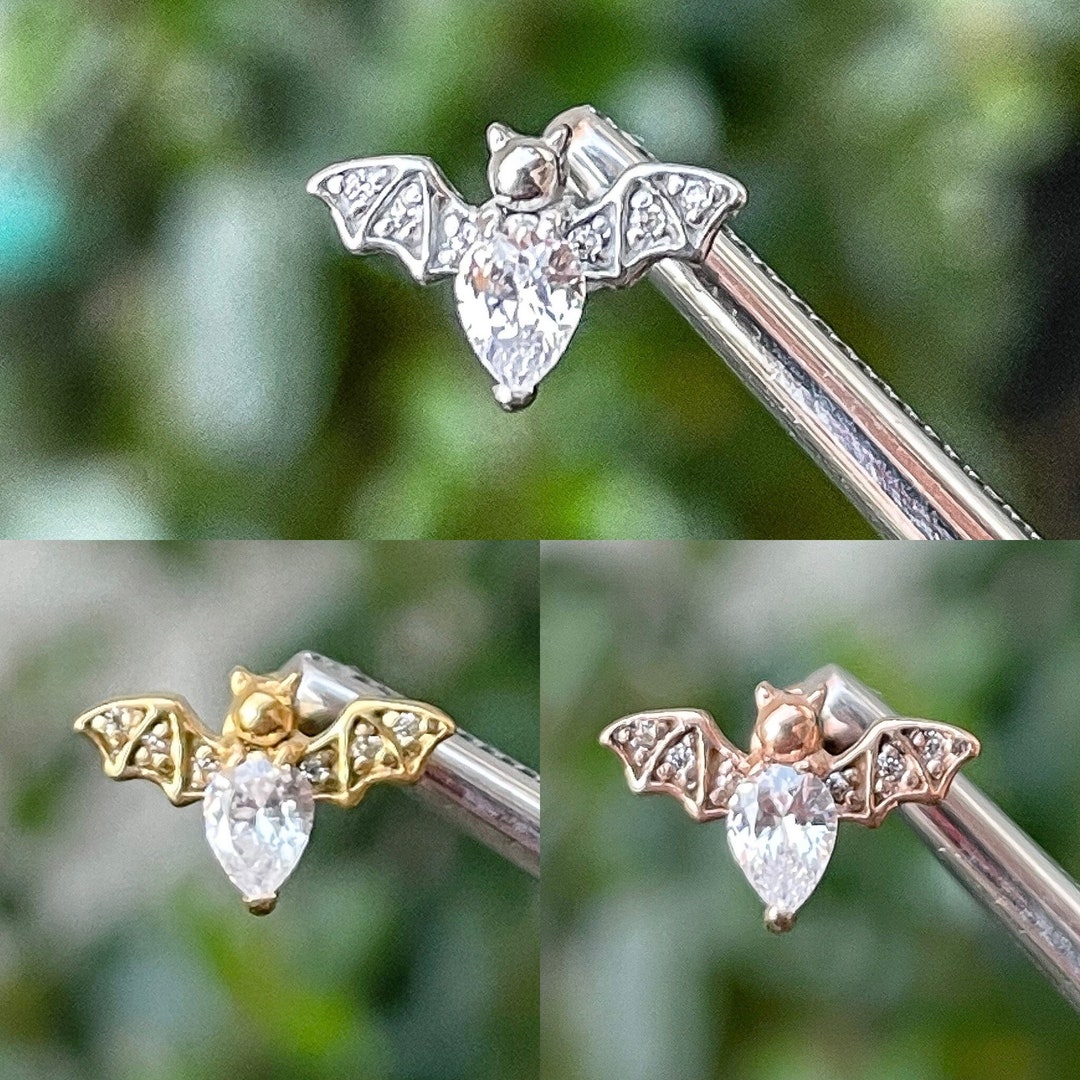 Bat Gem Internally Threaded Labret Cartilage Tragus Monroe - Etsy