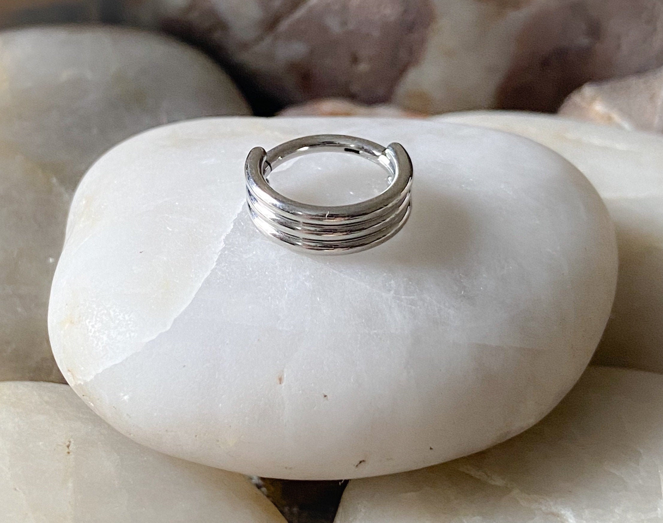 Beautiful Triple Stacked Hinged Septum Clicker Daith Rook Ear Ring 1 ...