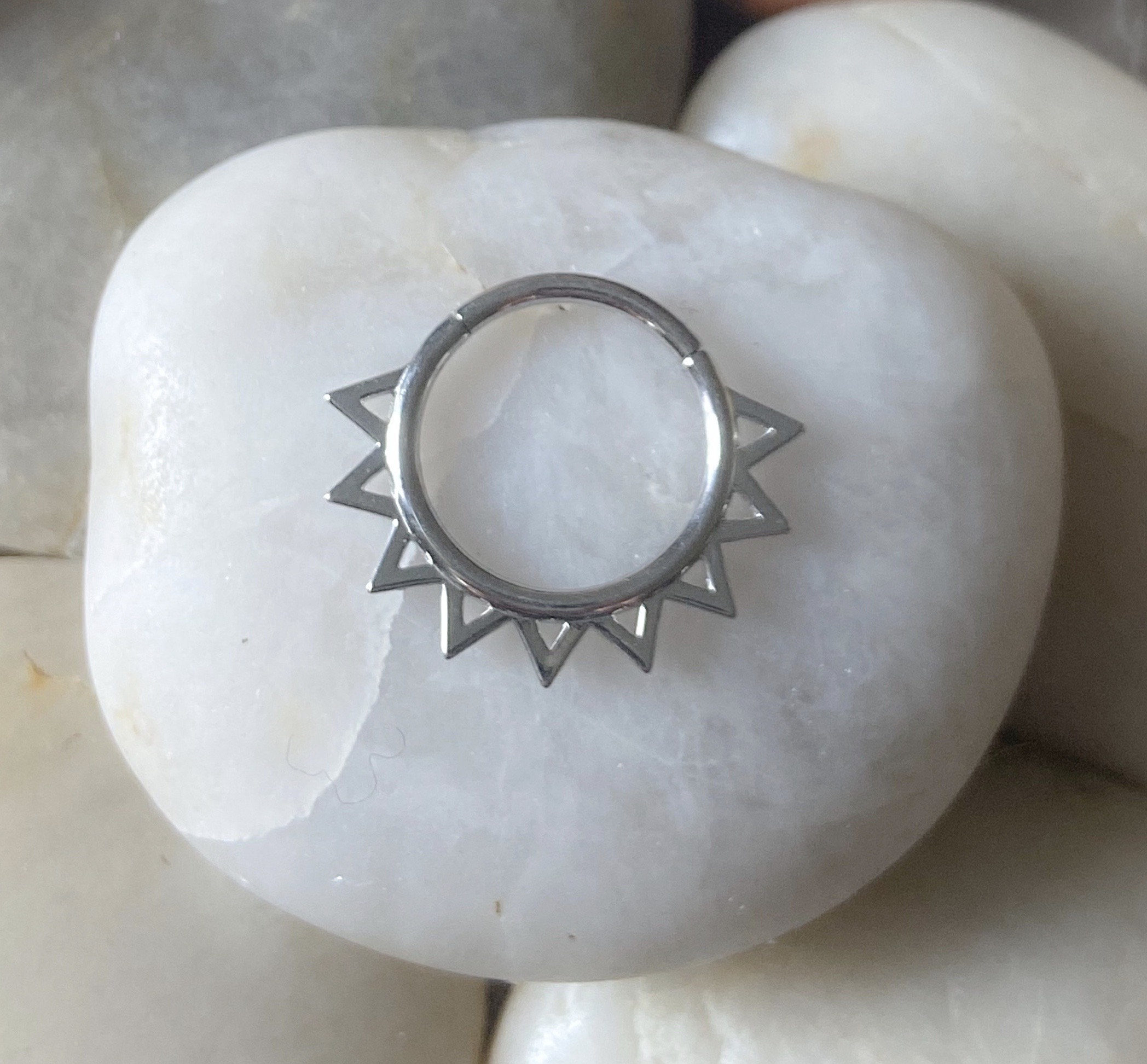 Pointed Spike Lace Effect Hinged Septum Clicker Daith Rook Ring 1.2mm ...