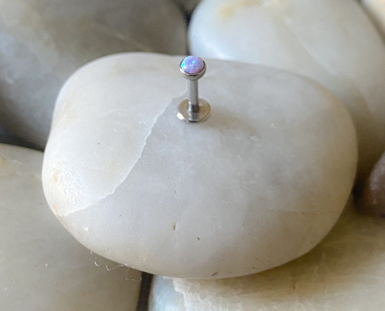 3mm Opal Push Pin Threadless Labret Studs Lip Monroe Tragus Bar - 6mm ...