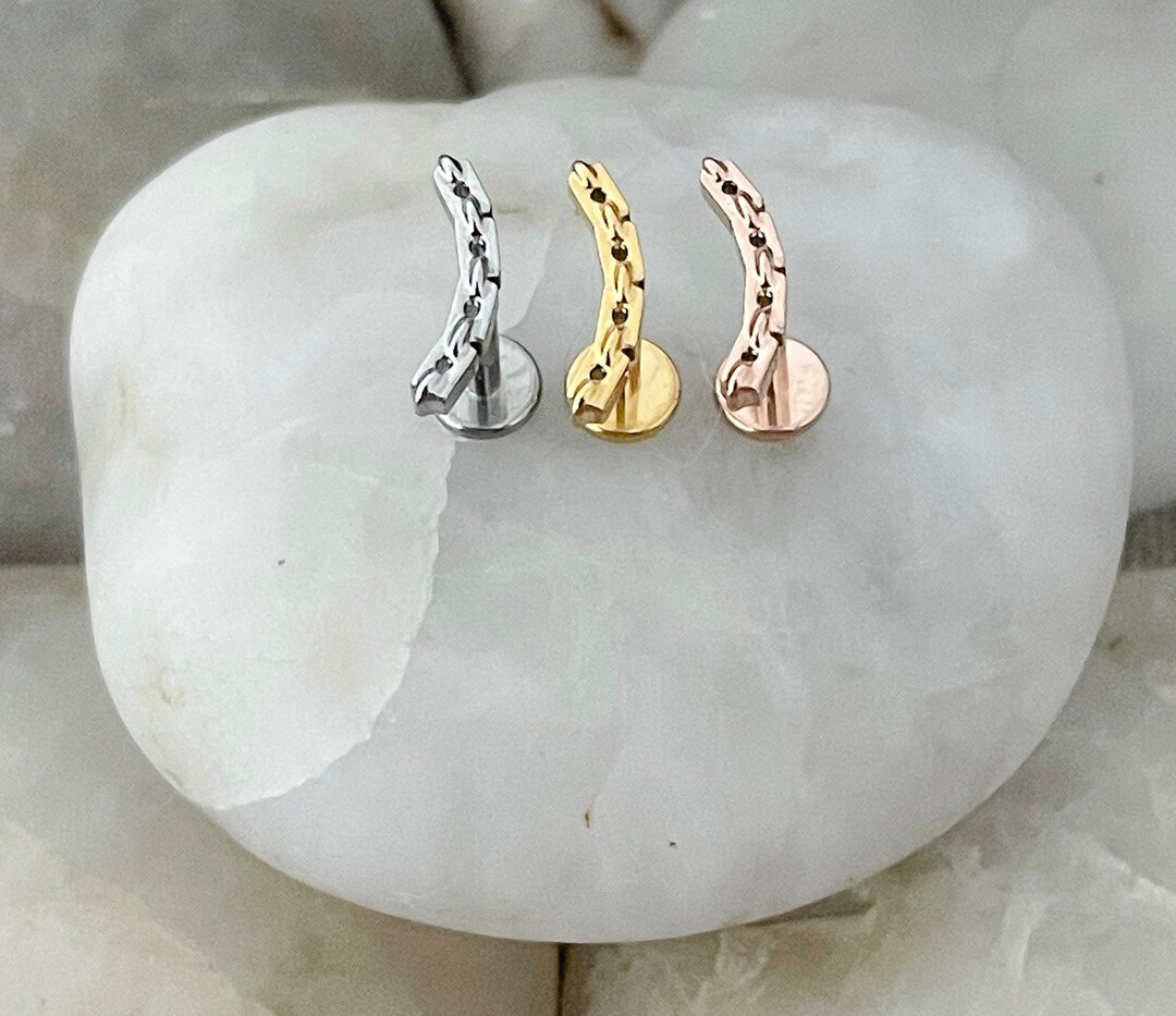 ASTM F136 Titanium Chain Link Effect Curved Labret Helix Conch ...