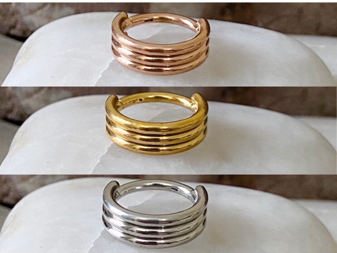 Beautiful Triple Stacked Hinged Septum Clicker Daith Rook Ear Ring 1 ...