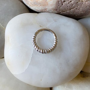 Graduated Chunky Twisted Rope Braided Hinged Septum Clicker Daith Rook ...