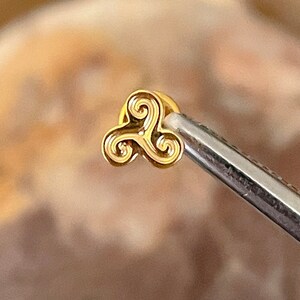 ASTM F136 Titanium Trinity Swirl Internally Threaded Labret Helix Conch ...