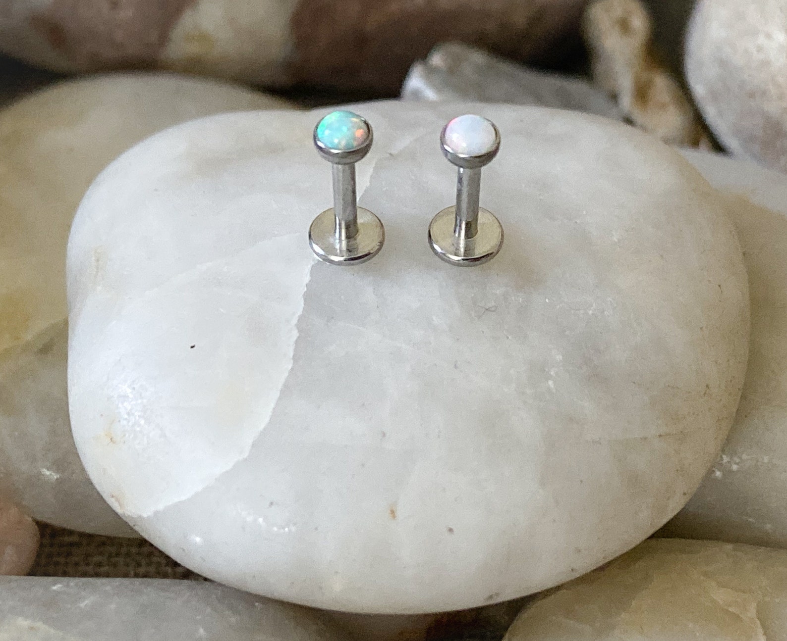3mm Opal Push Pin Threadless Labret Studs Lip Monroe Tragus | Etsy