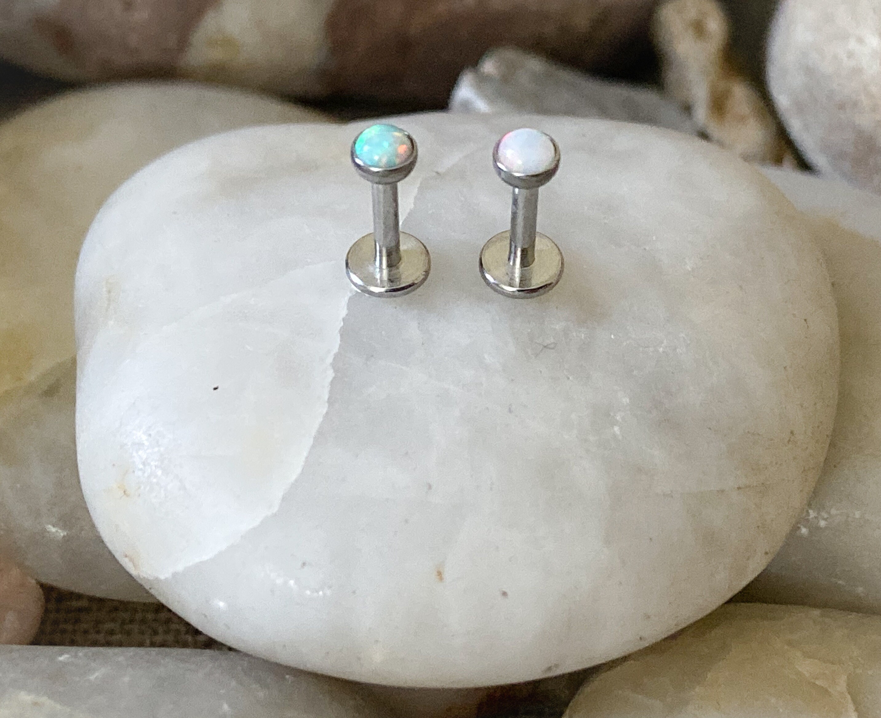 3mm Opal Push Pin Threadless Labret Studs Lip Monroe Tragus | Etsy