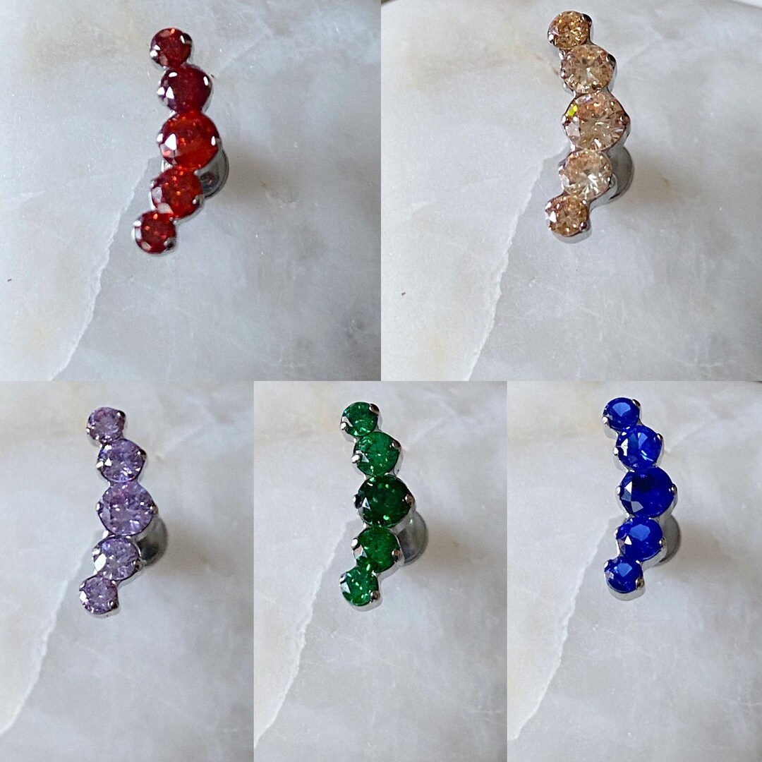 ASTM F136 Titanium 5 x Prong Gem Curved Cluster Labret Helix - Etsy Italia