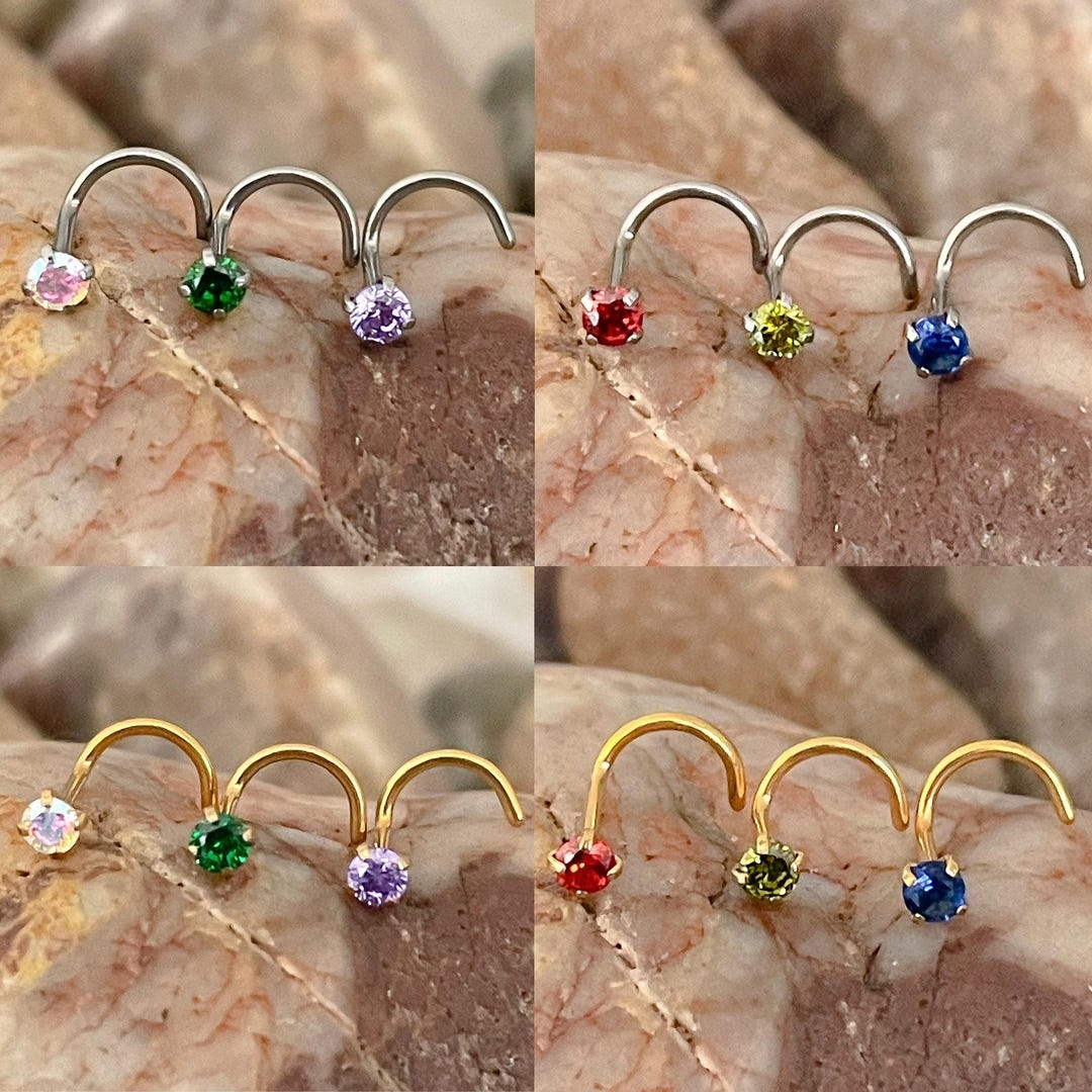 ASTM F136 Titanium 2.5mm Round Cubic Zirconia Gem Prong Set Curved ...