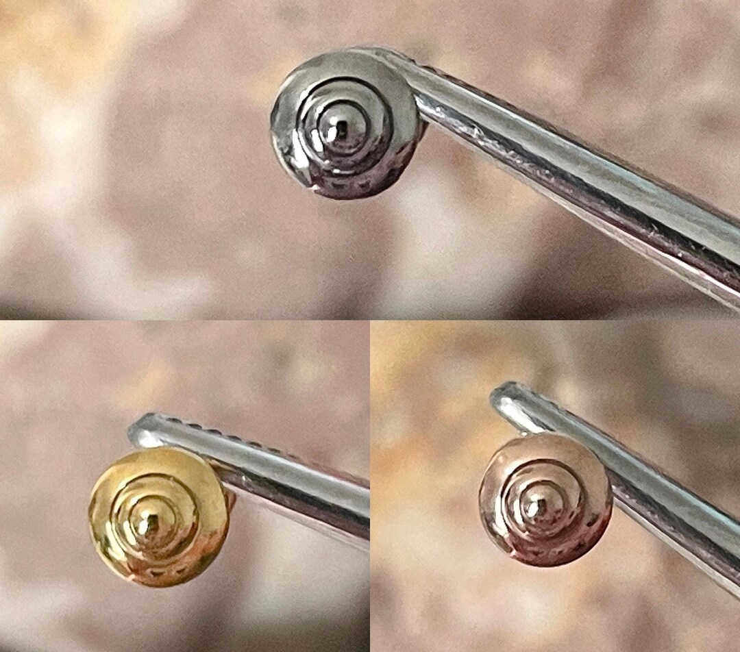 ASTM F136 Titanium Round Swirl Spiral Effect Internally Threaded Labret ...