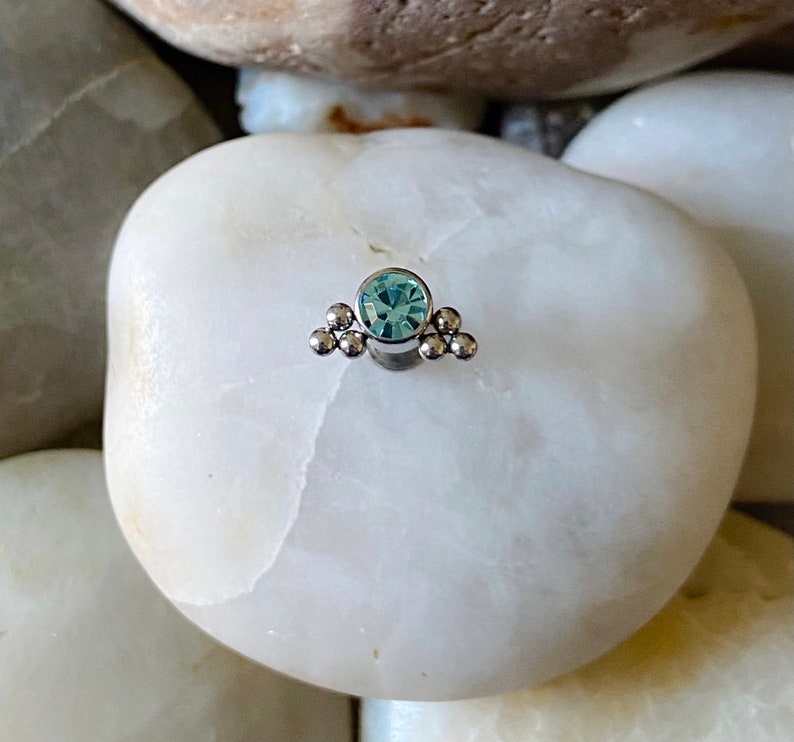 Opal or Gem 6 X Beaded Effect Labret Helix Conch Cartilage Tragus 1.2mm ...