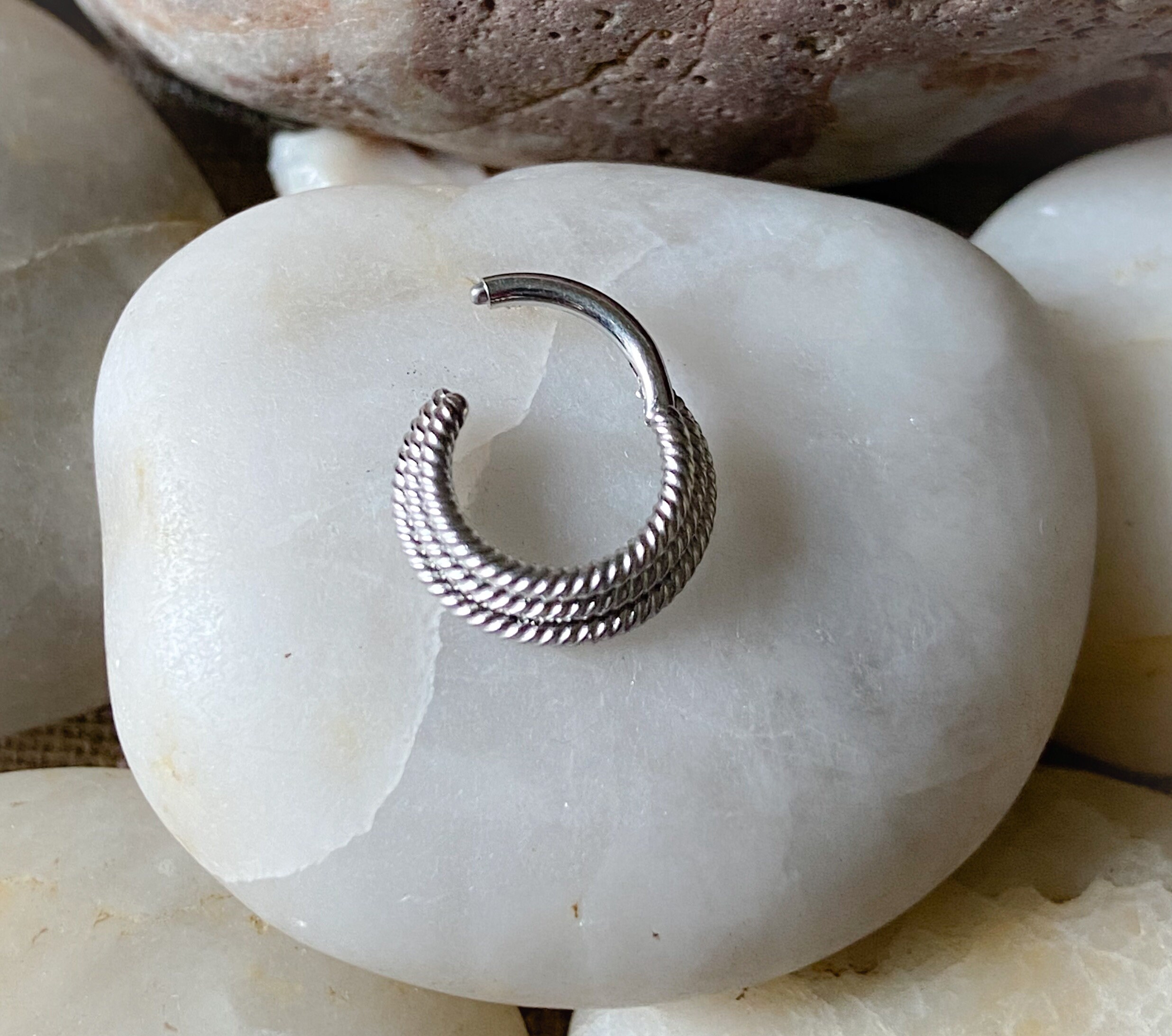 Fine Twisted Rope Braided Triple Stack Hinged Septum Clicker - Etsy