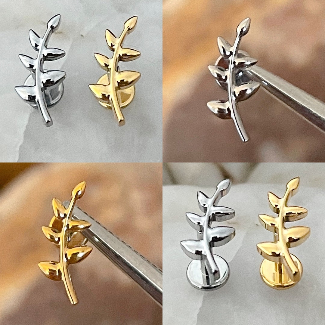 ASTM F136 Titanium Vine Leaf Curved Labret Helix Conch Cartilage Tragus 1.2mm 6mm 8mm - Etsy