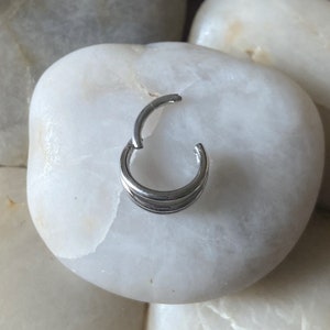 Triple Open Stack Hinged Septum Clicker Daith Rook Ear Ring 1.2mm 8mm ...