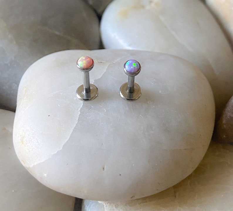 3mm Opal Push Pin Threadless Labret Studs Lip Monroe Tragus Bar - 6mm ...