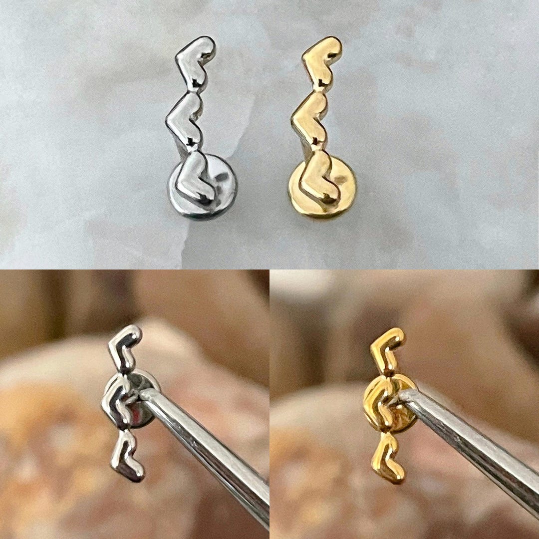 ASTM F136 Titanium Tiny Triple Heart Curved Labret Helix Conch ...