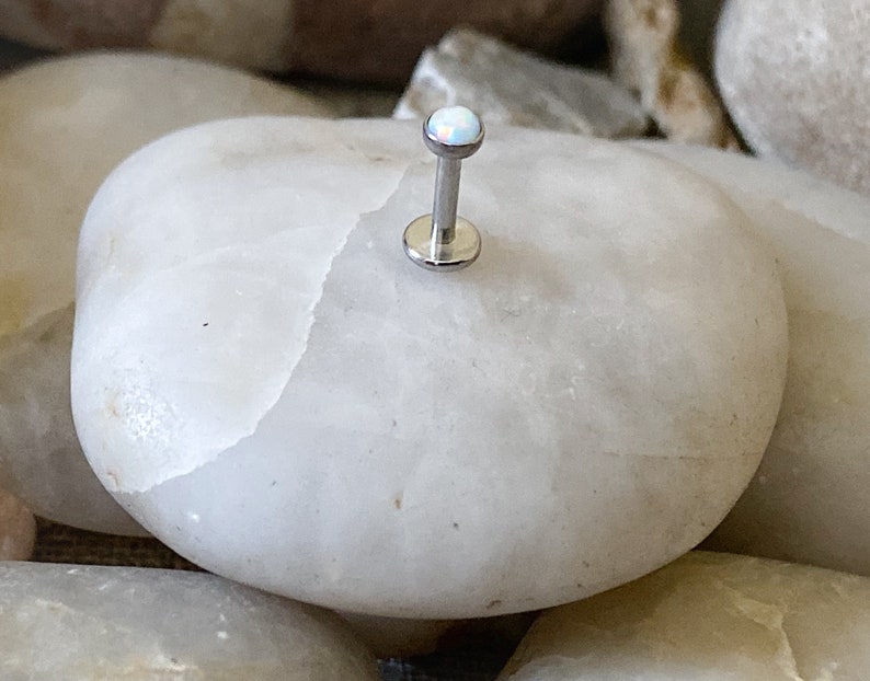 3mm Opal Push Pin Threadless Labret Studs Lip Monroe Tragus Bar - 6mm ...