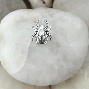ASTM F136 Titanium Spider Cubic Zirconia Gem Internally Threaded Labret ...