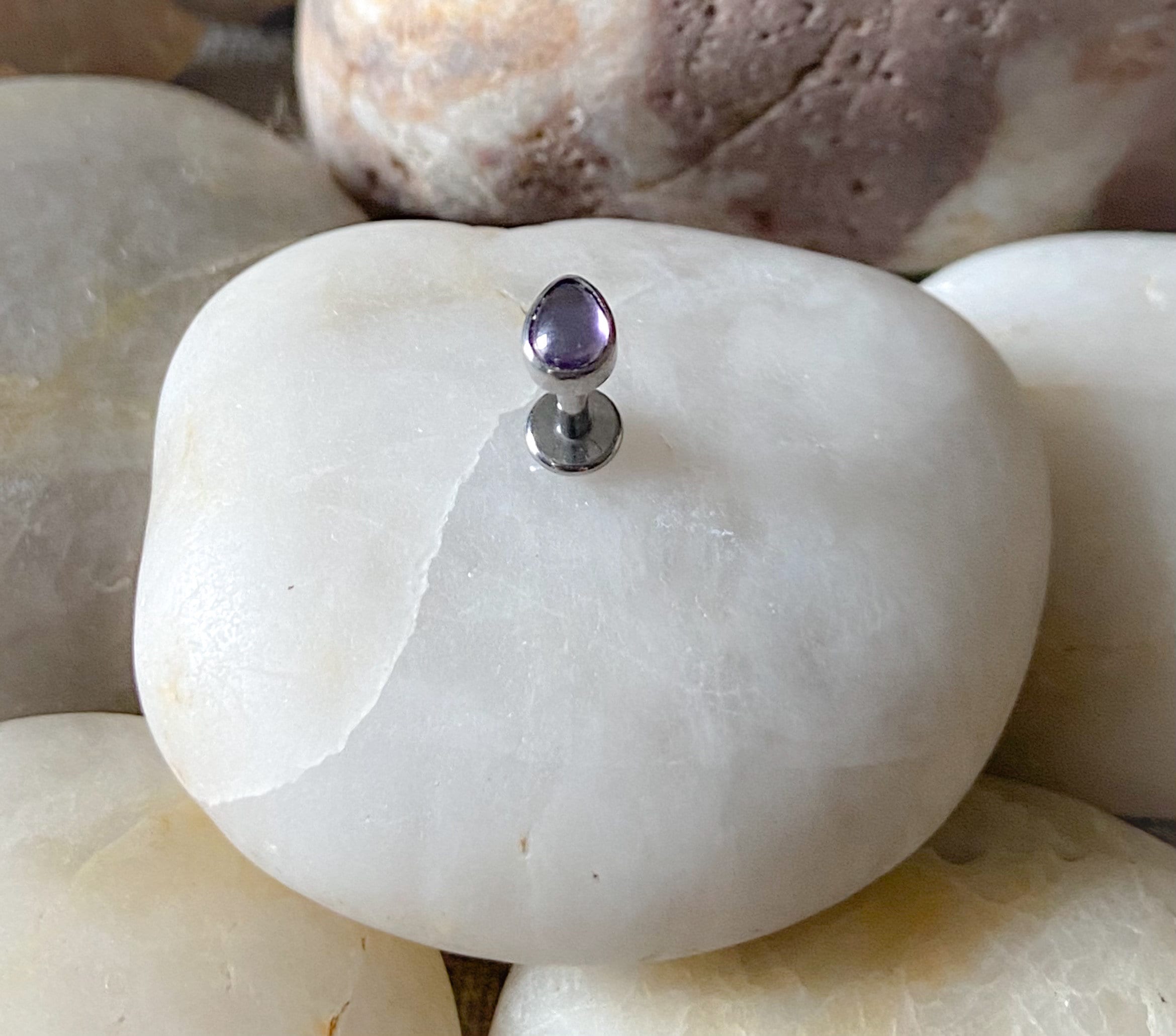 ASTM F136 Titanium Teardrop Gem Labret Helix Conch Lip Monroe Tragus 1 ...