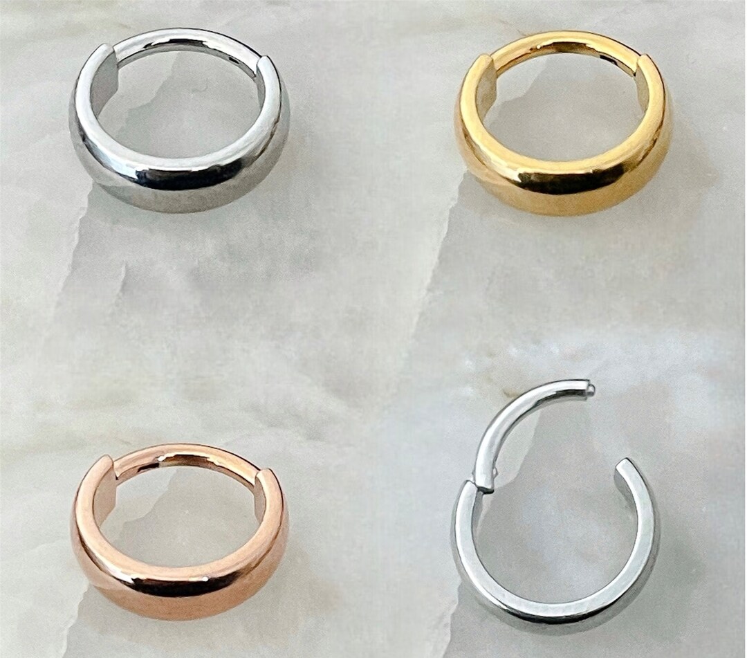 Wide Chunky Thicker Edge Effect Hinged Clicker Ring 1.2mm 8mm - Choice ...