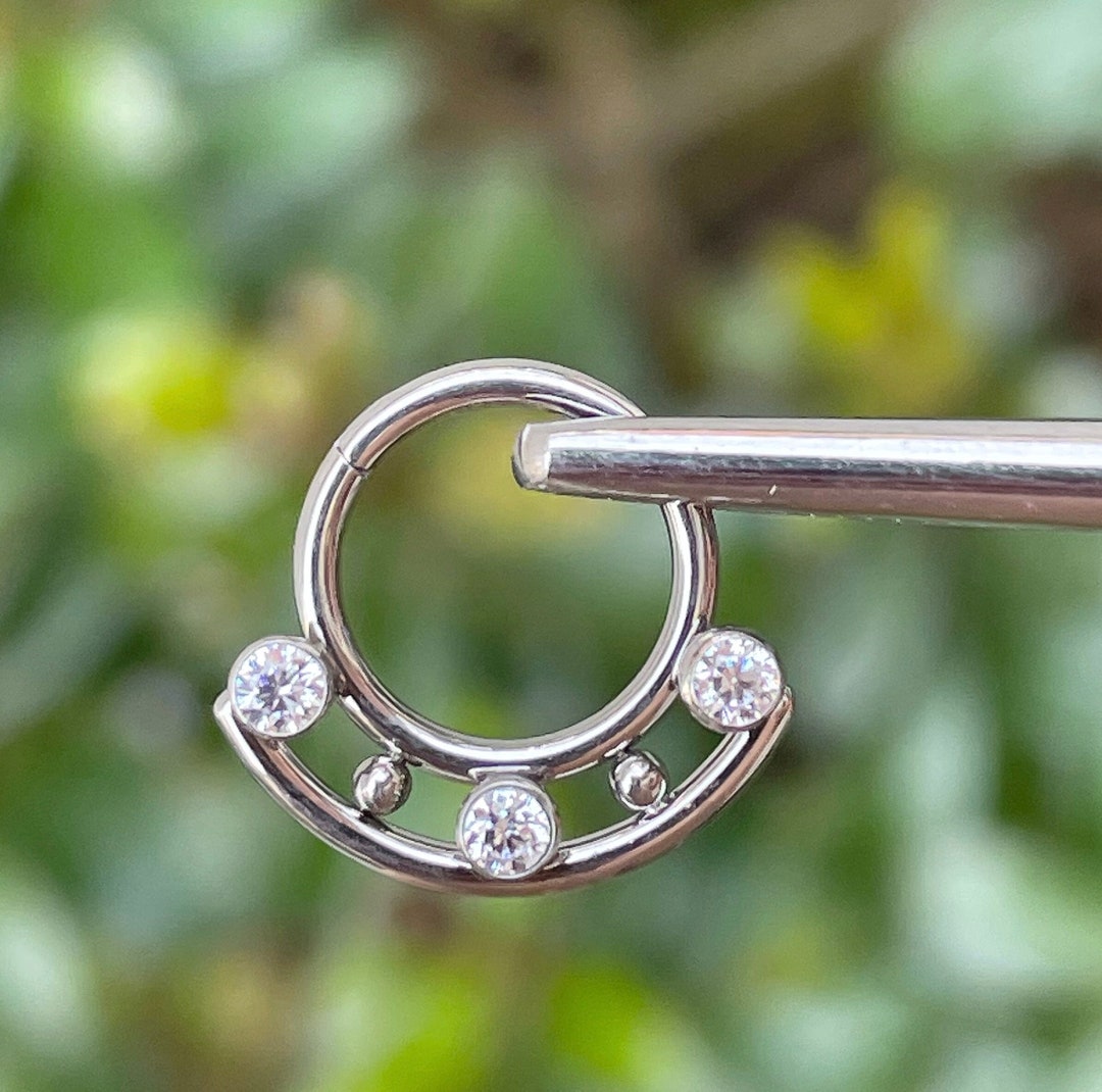 ASTM F136 Titanium Double Row Triple Gem Beaded Hinged Septum Etsy ASTM F136 Titanium Double Row Triple Gem Beaded Hinged Septum Etsy