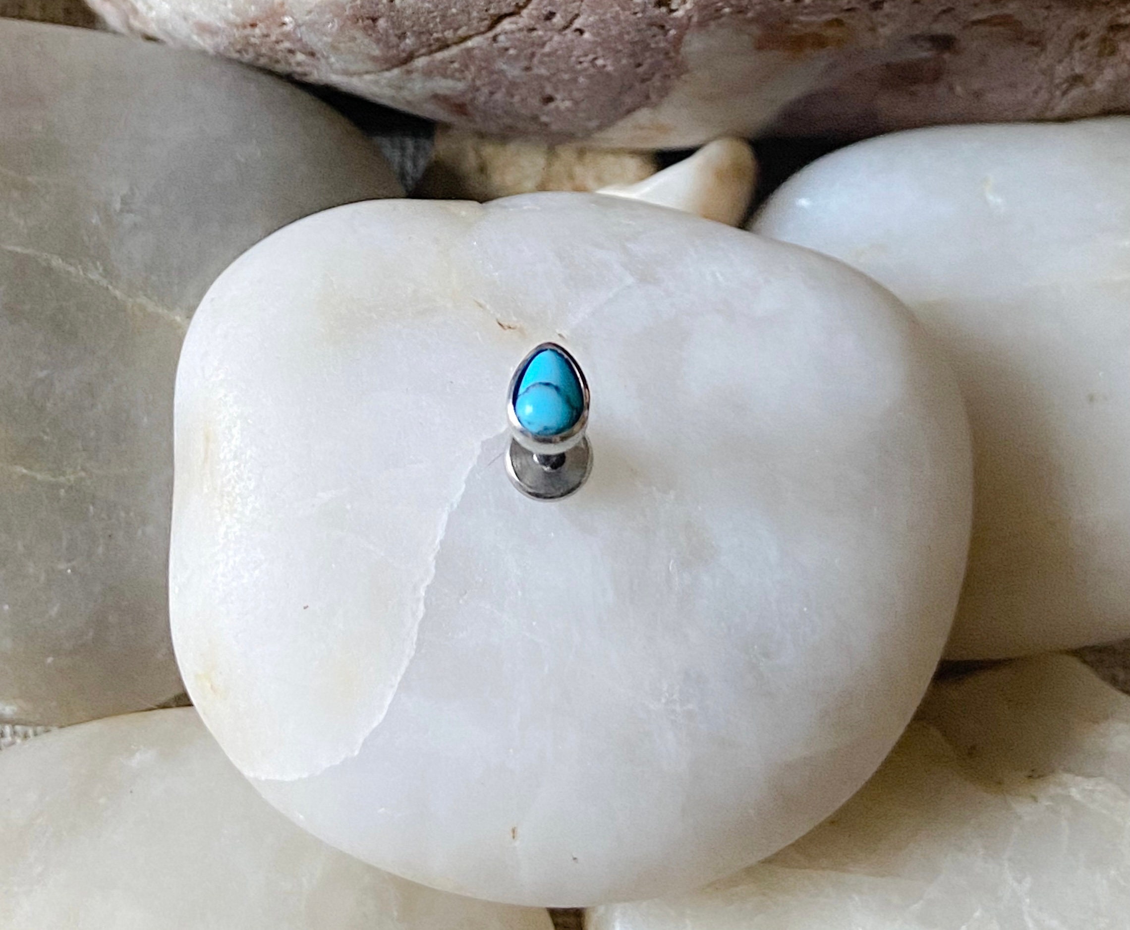 ASTM F136 Titanium Teardrop Gem Labret Helix Conch Lip Monroe Tragus 1 ...