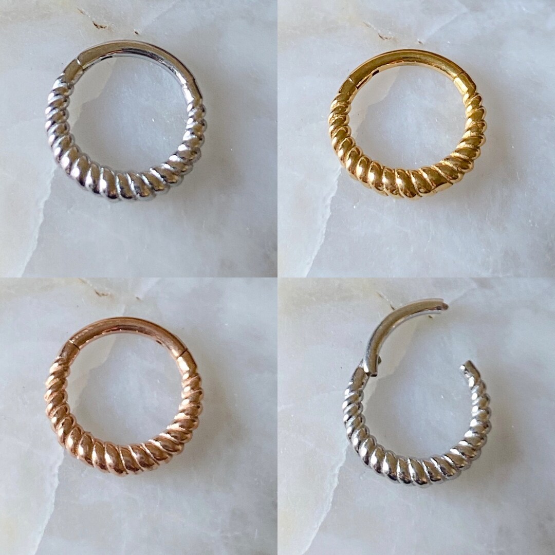 Graduated Chunky Twisted Rope Braided Hinged Septum Clicker Daith Rook ...