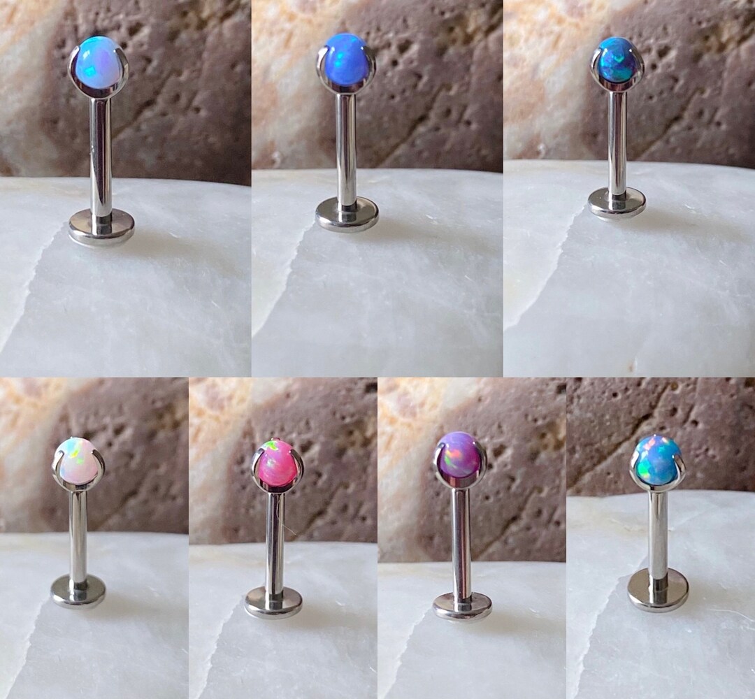 ASTM F136 Titanium 3mm Opal Ball Prong Set Labret Helix Conch Monroe ...