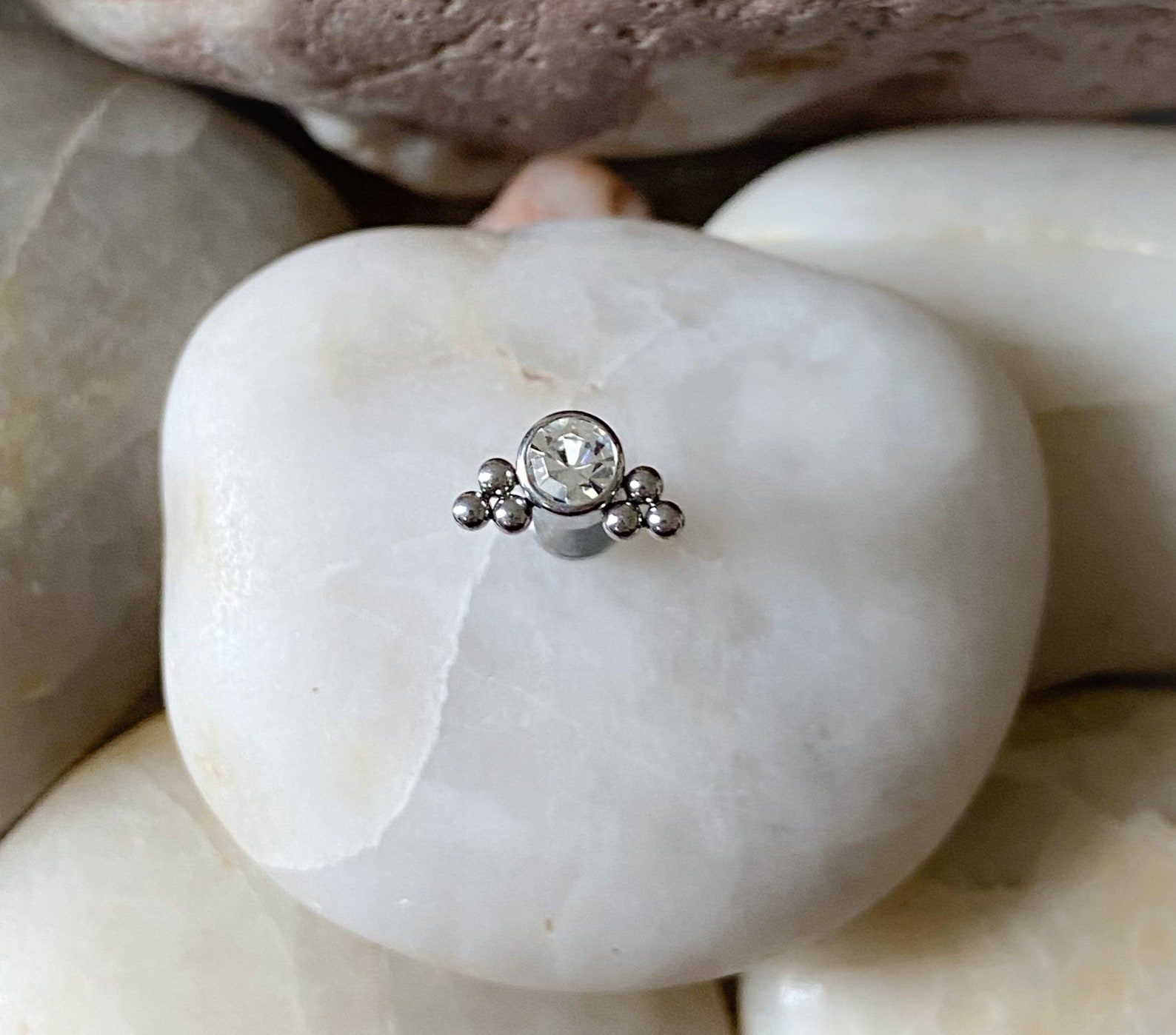 Opal or Gem 6 X Beaded Effect Labret Helix Conch Cartilage Tragus 1.2mm ...