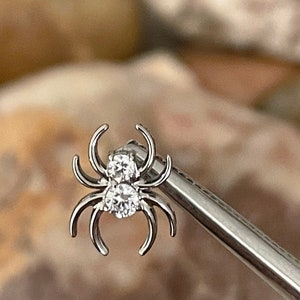 ASTM F136 Titanium Spider Cubic Zirconia Gem Internally Threaded Labret ...