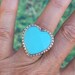Jay King Faceted Turquoise Heart 925 Sterling Silver Ring Size 6, Size ...