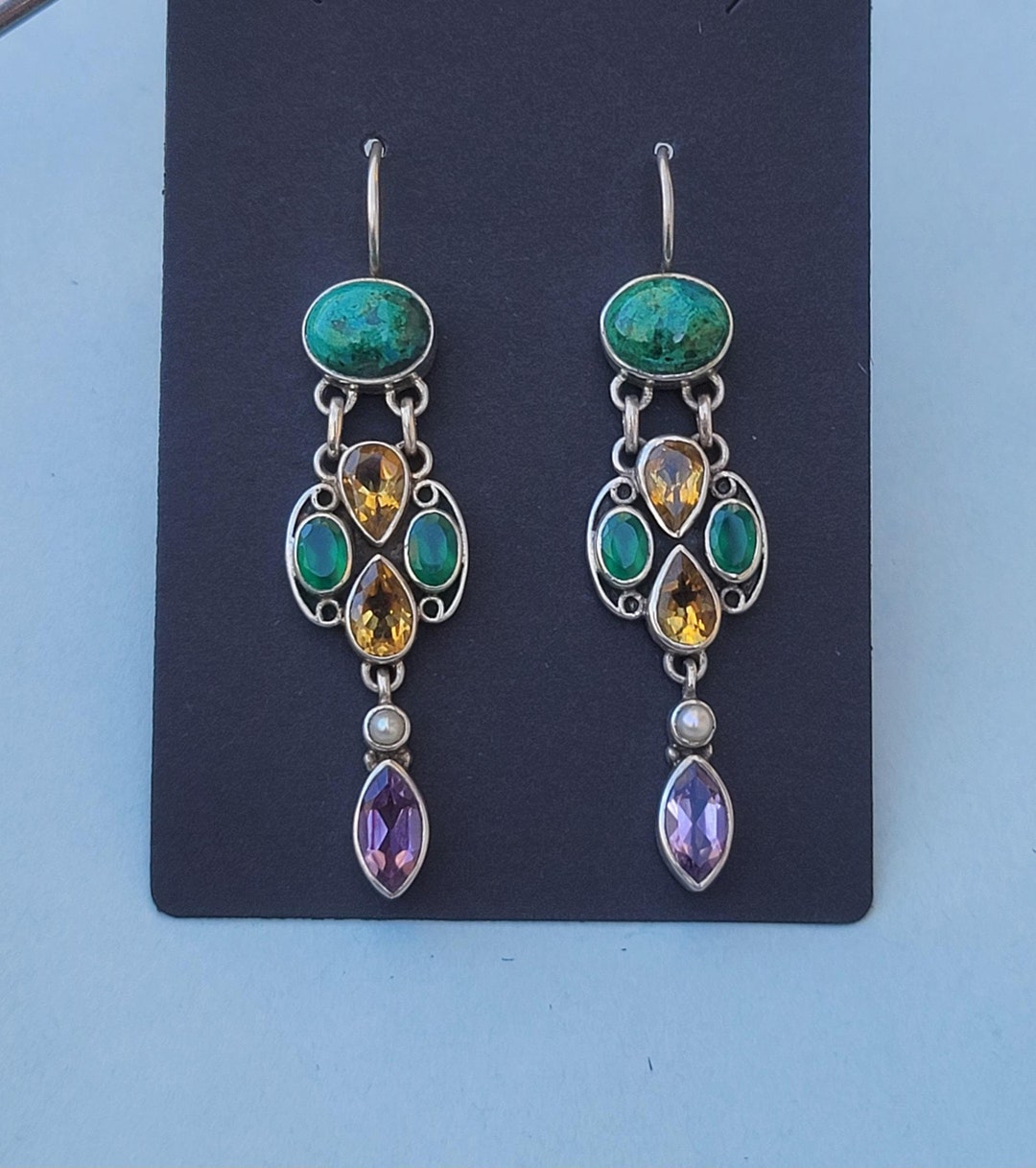 Nicky Butler Multi Gemstone 925 Sterling Silver Dangle Drop Long ...