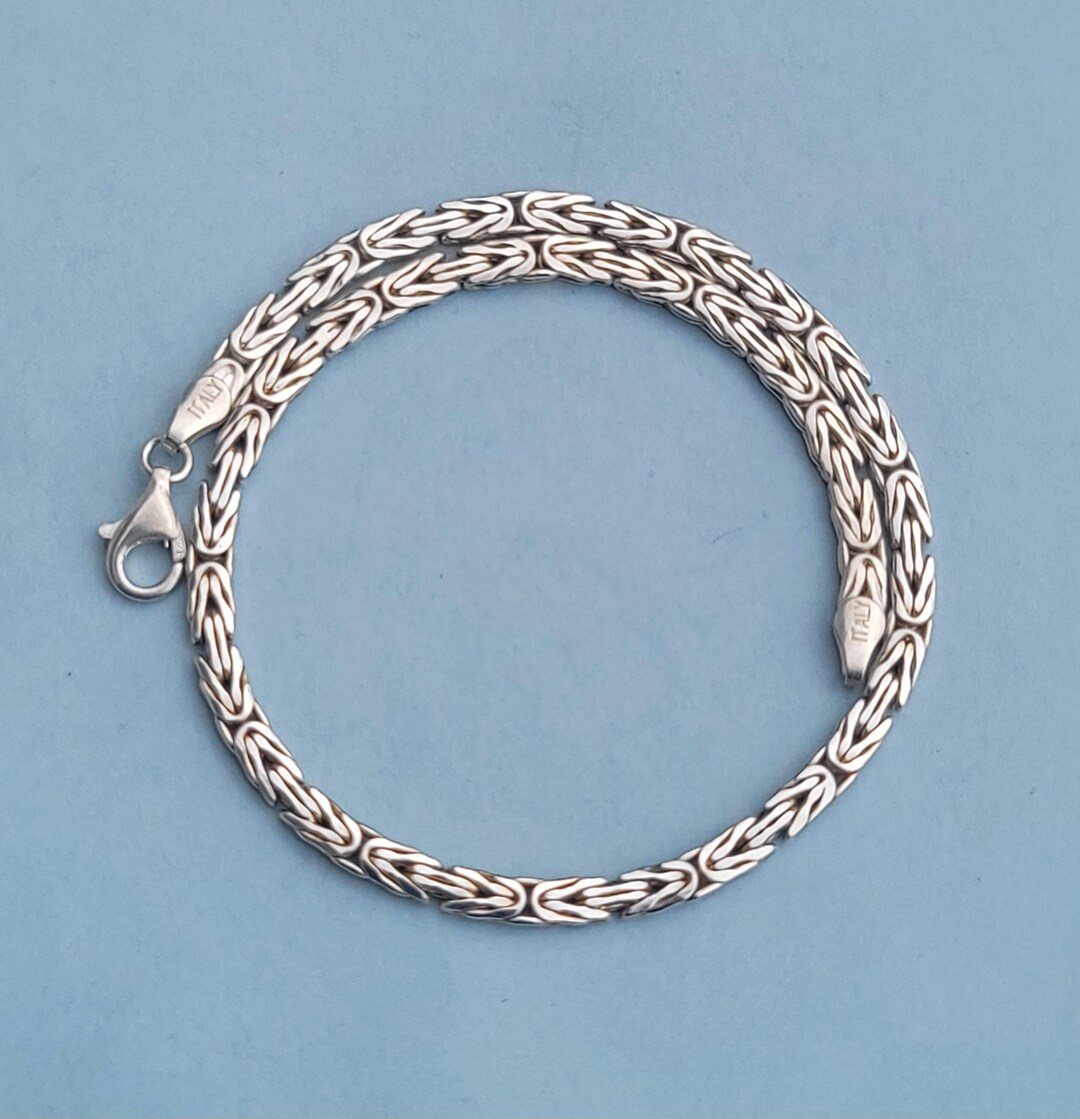 11 Inch Anklet Byzantine Chain 925 Sterling Silver. Large Ankle 925 ...