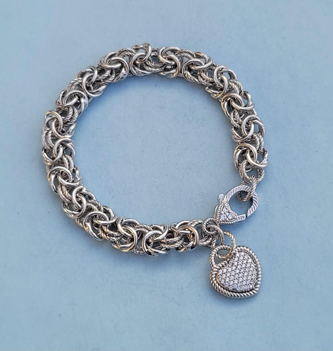 Judith Ripka CZ Heart Charm 925 Sterling Silver Bracelet. Judith Ripka ...