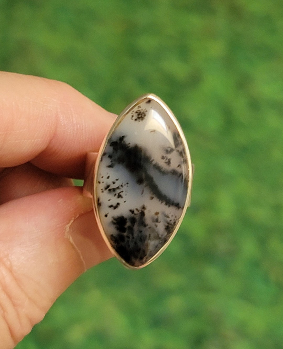 Large Dendritic Agate 925 Sterling Silver Ring Size 6, Size 6 1/4 ...