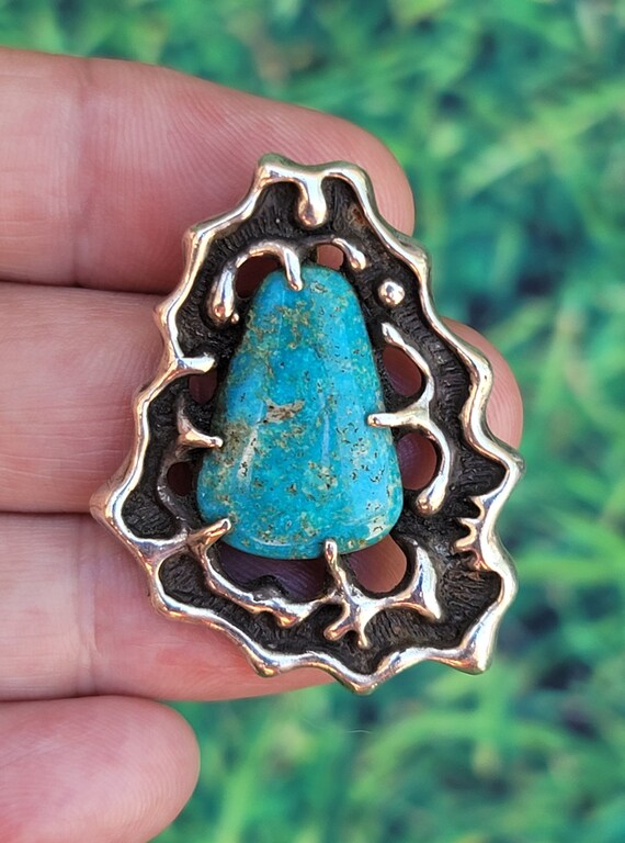 Studio Made Artisan Turquoise 925 Sterling Silver Pen… - Gem