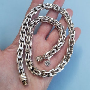 156 Grams Taxco Very Heavy Pinched Loop Link 925 Sterling Silver Chain ...