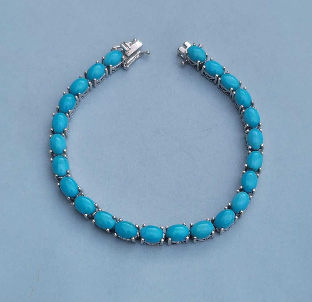 Sleeping Beauty Turquoise 925 Sterling Silver Bracelet 7 1/2 Inches ...