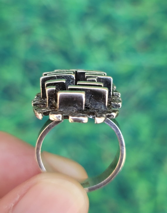 Brutalist Modernist 925 Sterling Silver Ring Size 6. … - Gem