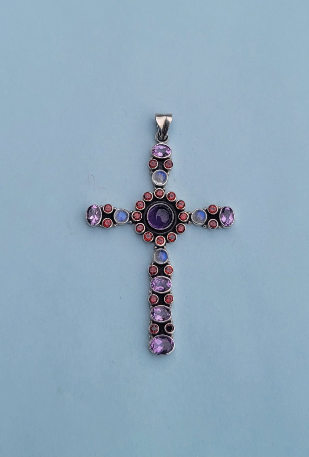 Very Large 3 3/8 Tall Nicky Butler Amethyst, Moonstone, Garnet 925 ...