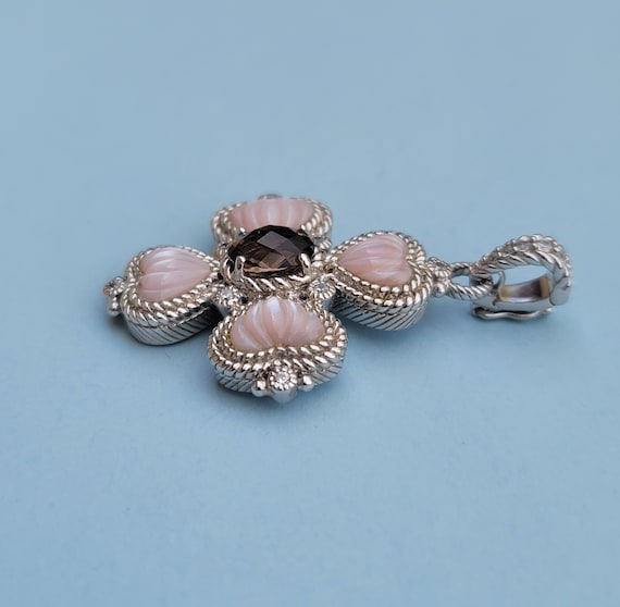 Judith Ripka Pink Mother of Pearl, Smoky Quartz, CZ 9… - Gem