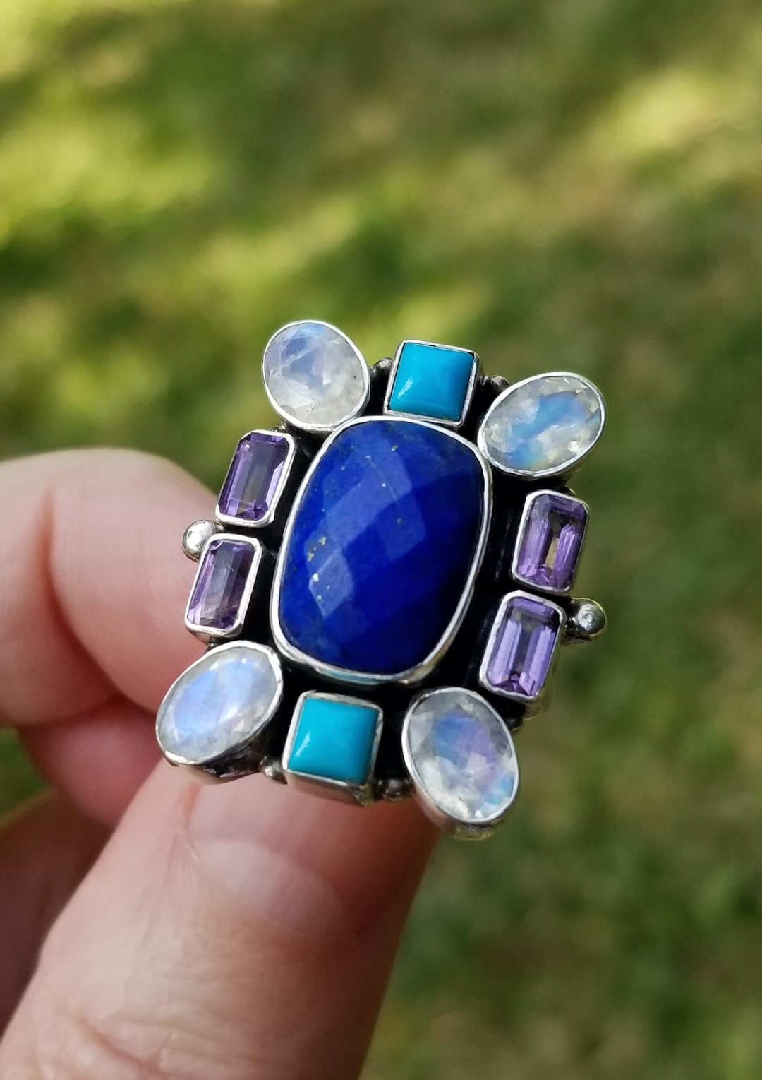 Nicky Butler Lapis, Turquoise, Moonstone, Amethyst Sterling Silver Ring ...