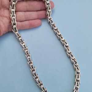 156 Grams Taxco Very Heavy Pinched Loop Link 925 Sterling Silver Chain ...