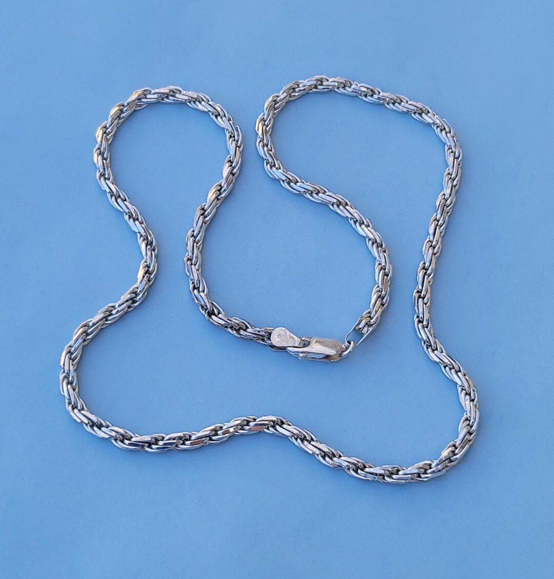 20 Inch Twisted Flattened Rope 4mm 925 Sterling Silver Chain Necklace ...